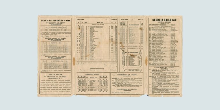AHC Exhibitions: Georgia railroad timetable, exterior, 1936 | Atlanta ...